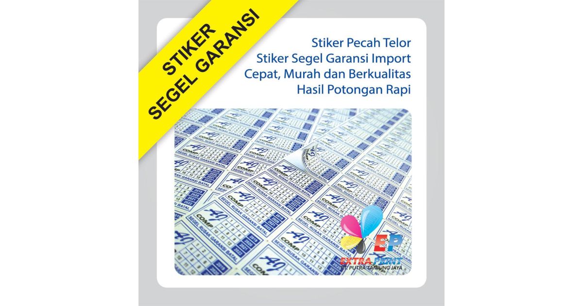 Cetak Stiker Segel Garansi Pecah Telor F4 18x30 cm :: Extra Print